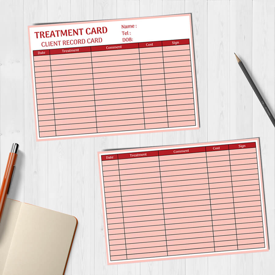 Treatment Card - A5/Client Record/Client Record Cards/Cards/Generic ...