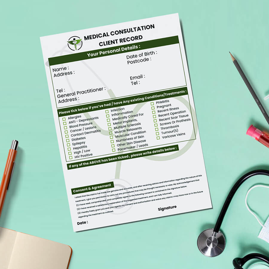Medical Consultation Client Record Card – Packwith